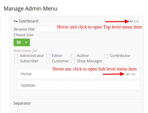 How To Customize Admin Menu Items By User Role Acmeedesign Support System