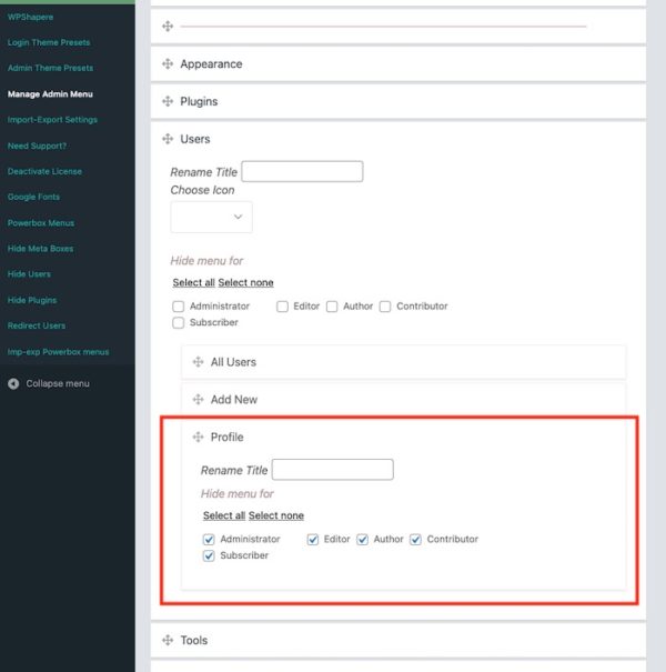 How To Hide User Profile Menu From Wordpress Admin Menu Acmeedesign